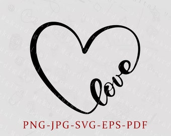 Heart Instant Digital Download Svg, Png, Dxf, and Eps Files Included - Etsy