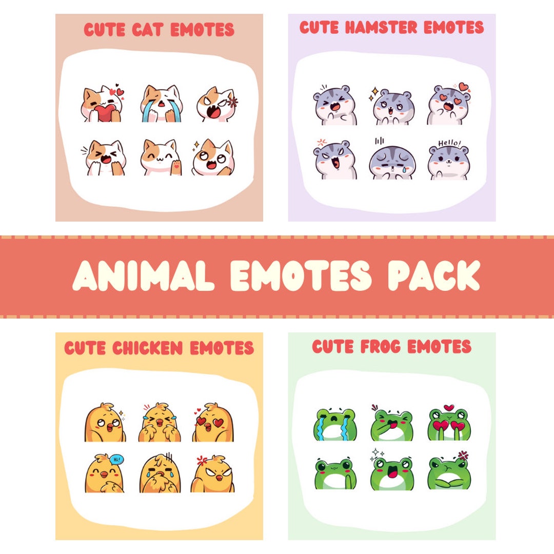 Cute Animal Emotes Pack - Cat, Hamster, Chicken, Frog - Etsy