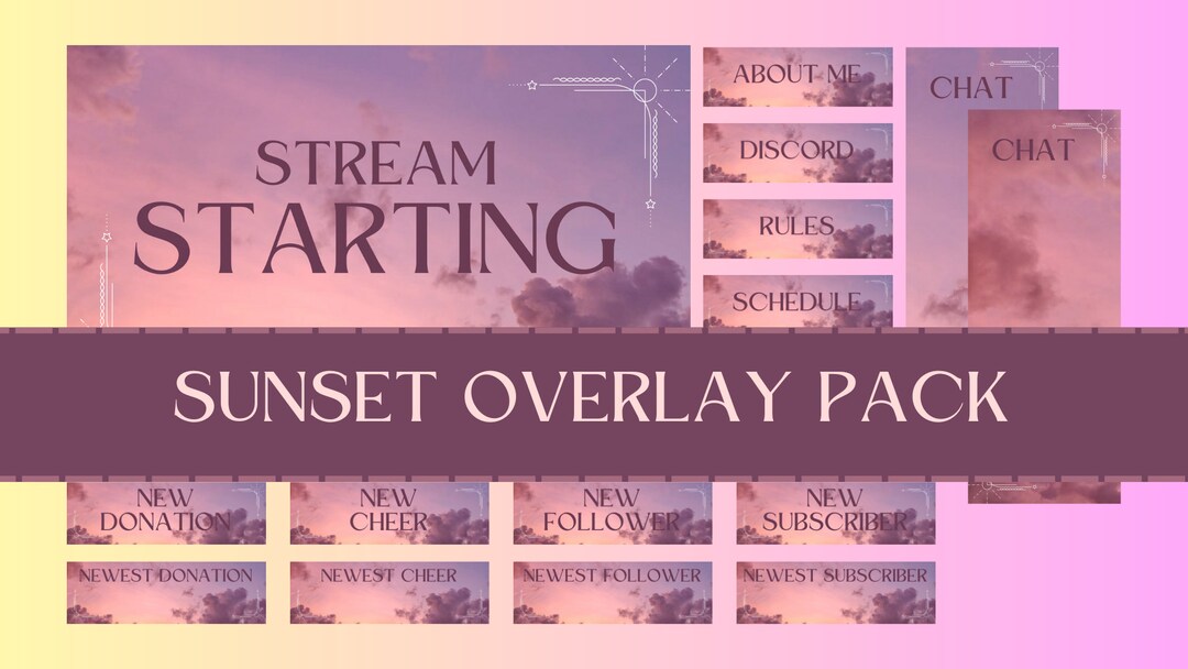 Animated Sunset Twitch Stream Overlay and Scenes - Starting Soon, Be ...