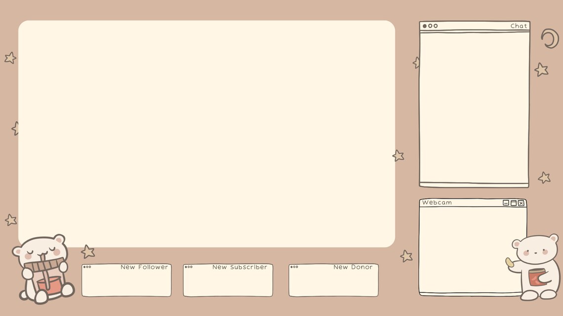 Cute Bear Ice Tea Streaming Overlay -- Screen Share, Cam, Chat - Etsy