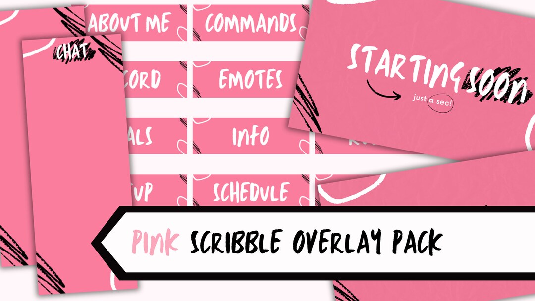 Animated Pink Scribble Twitch Stream Overlay, Scenes & Panels (digital Download) - Etsy