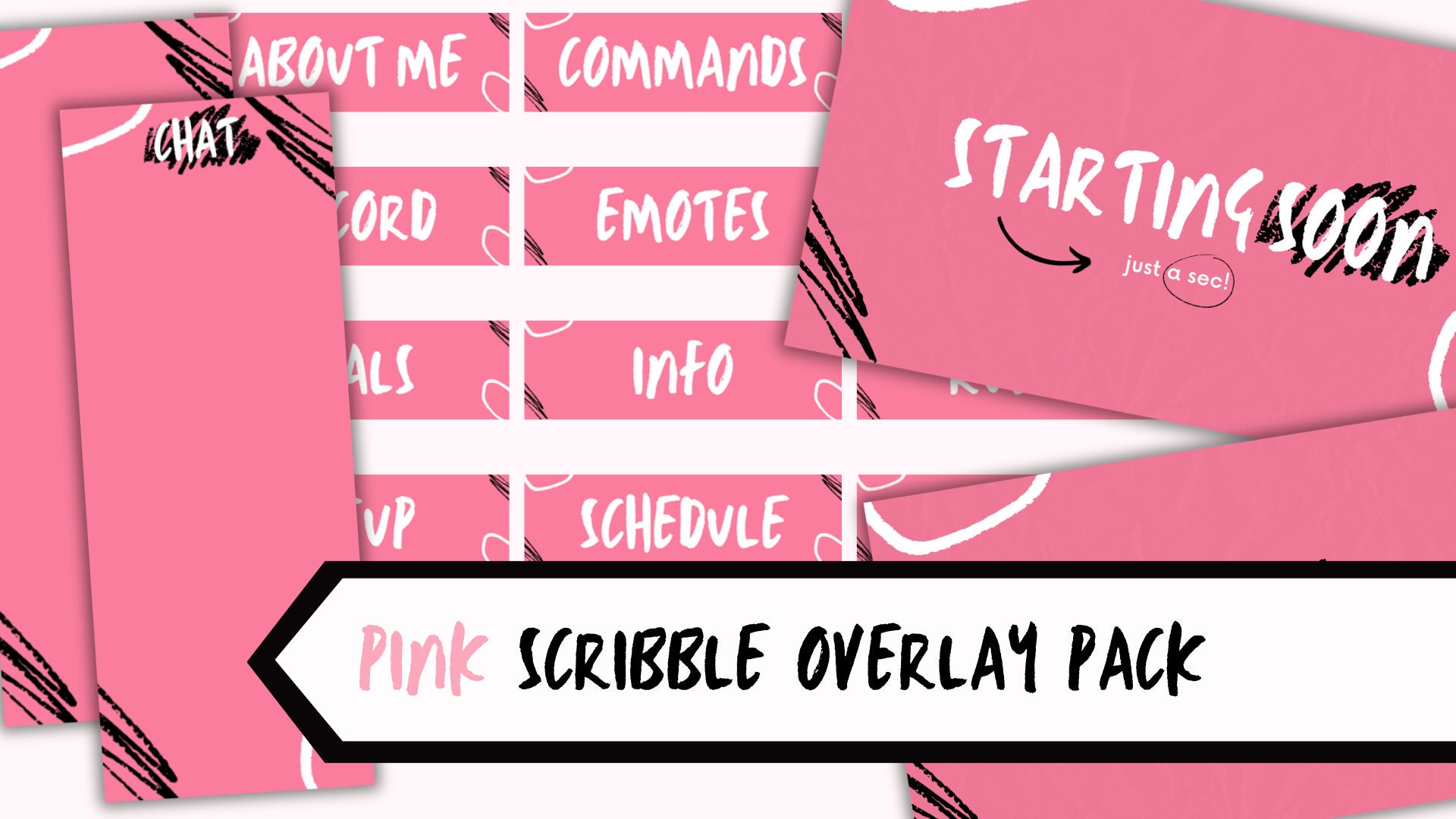 Animated Pink Scribble Twitch Stream Overlay, Scenes & Panels (digital Download) - Etsy