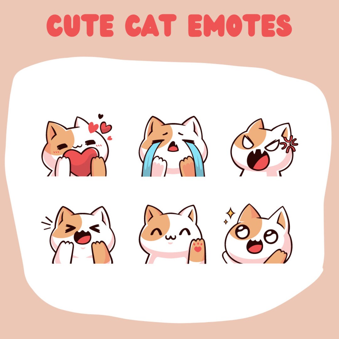 Cute Animal Emotes Pack - Cat - Etsy