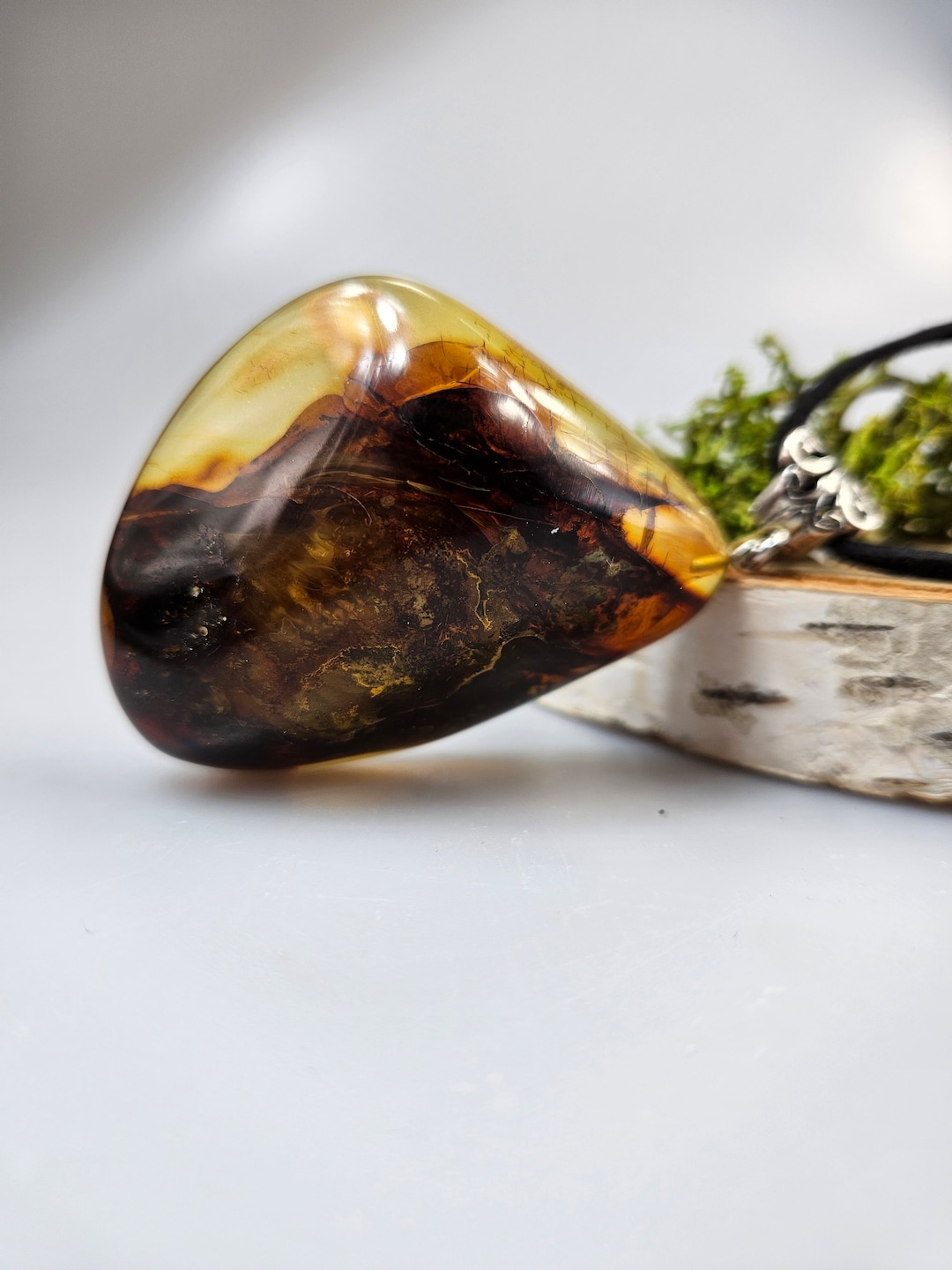 Raw Amber Pendant, Big Baltic Amber Pendant, Raw Healing Gemstone ...