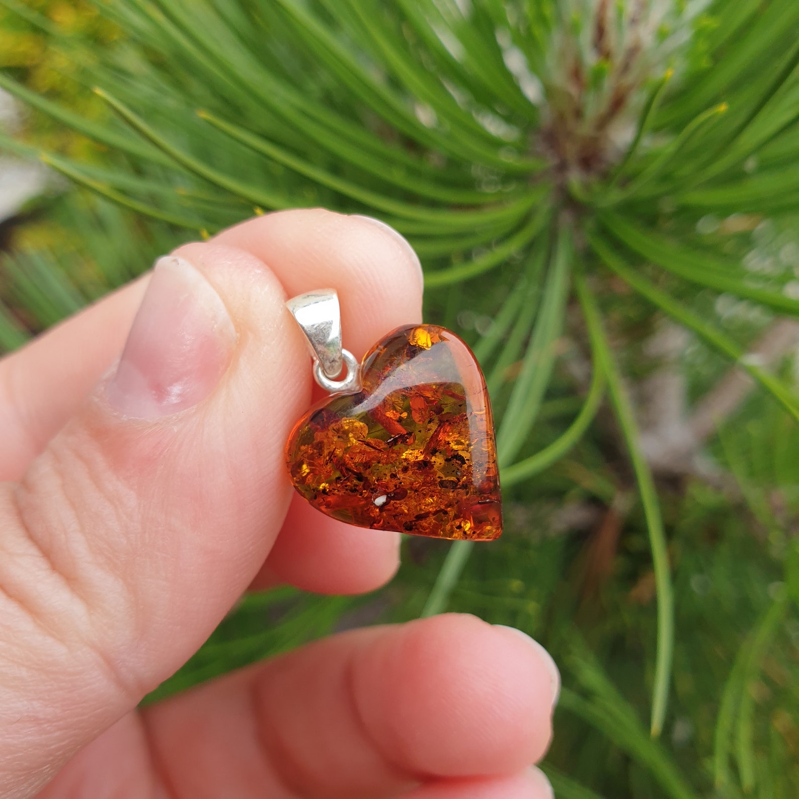 Small Amber Heart Pendant, Love Pendant, Tiny Amber Pendant, Handmade ...
