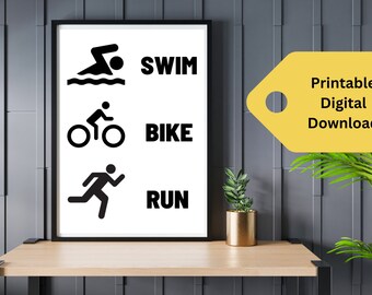 Swim Bike Run Art - Etsy