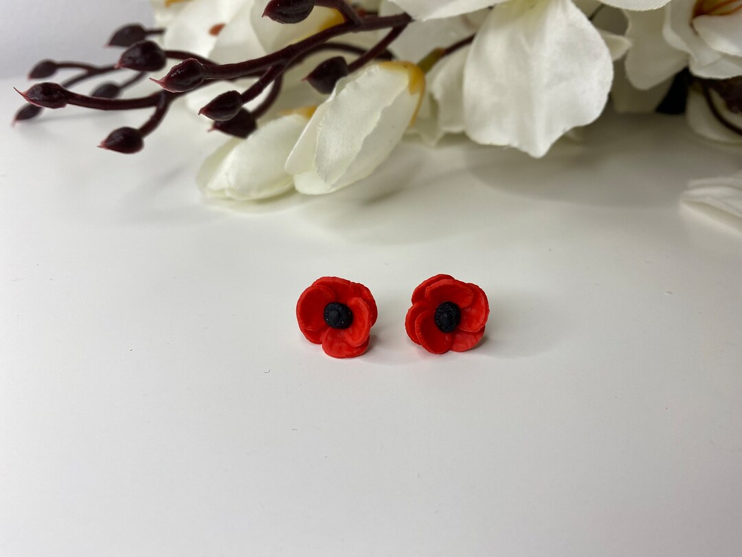 Cute Poppy Earrings Poppy Stud Earrings Red Flower Earrings - Etsy UK