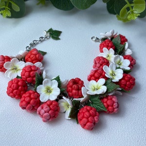 Berry Jewelry Set Blossom Raspberry Bracelet and Earrings Berry ...