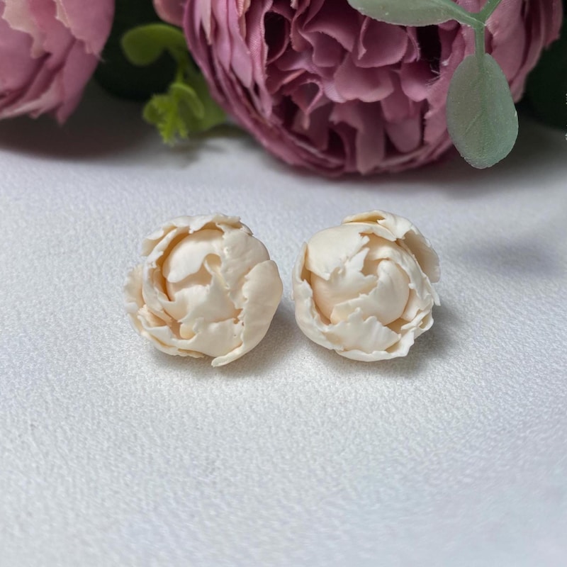 Polymer Clay Earrings Ivory - Etsy