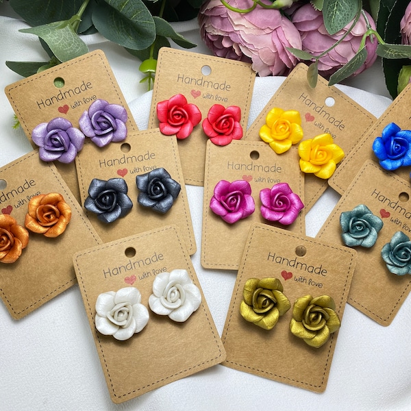 Clay Rose Earrings - Etsy