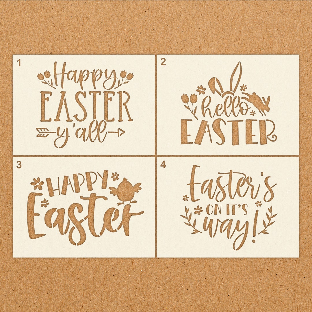 Happy Easter Spring Quote Stencils - Reusable Mylar Painting Stencils ...