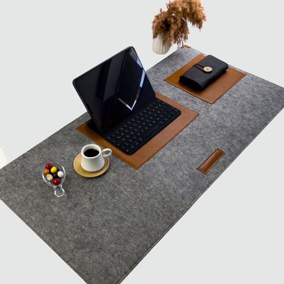 Genuine Felt&leather Grey Desk Mat Best Office Keyboard Mat - Etsy