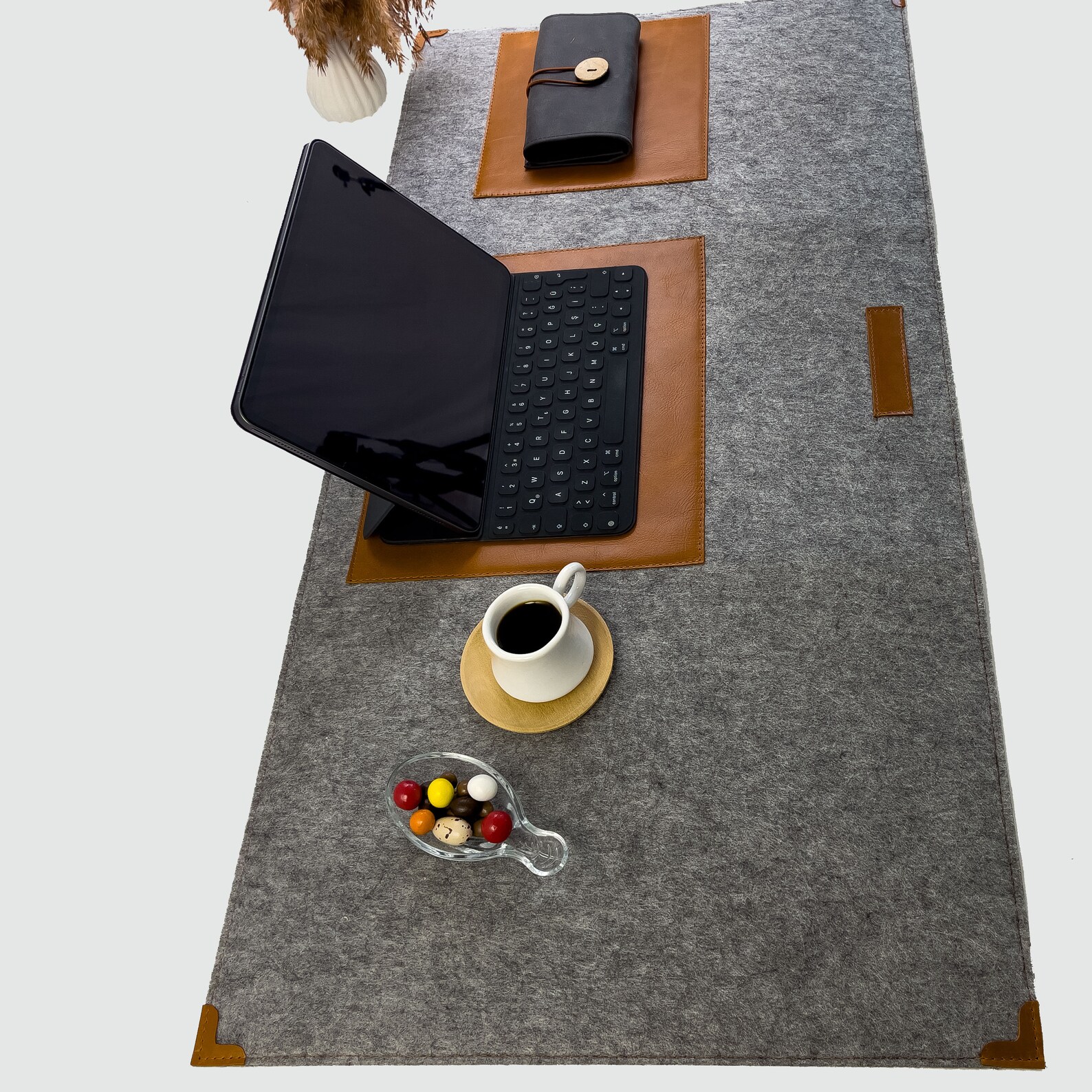 Genuine Felt&leather Grey Desk Mat Best Office Keyboard Mat - Etsy