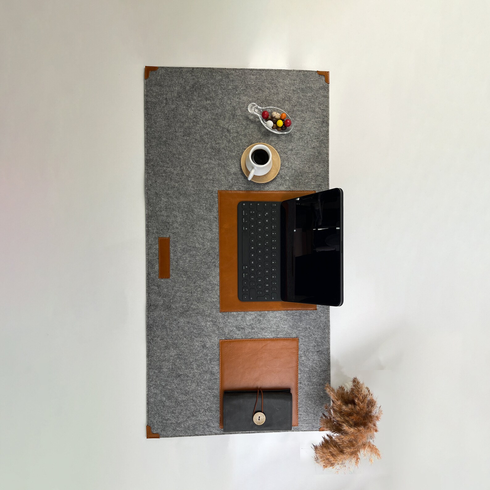 Genuine Felt&leather Grey Desk Mat Best Office Keyboard Mat - Etsy