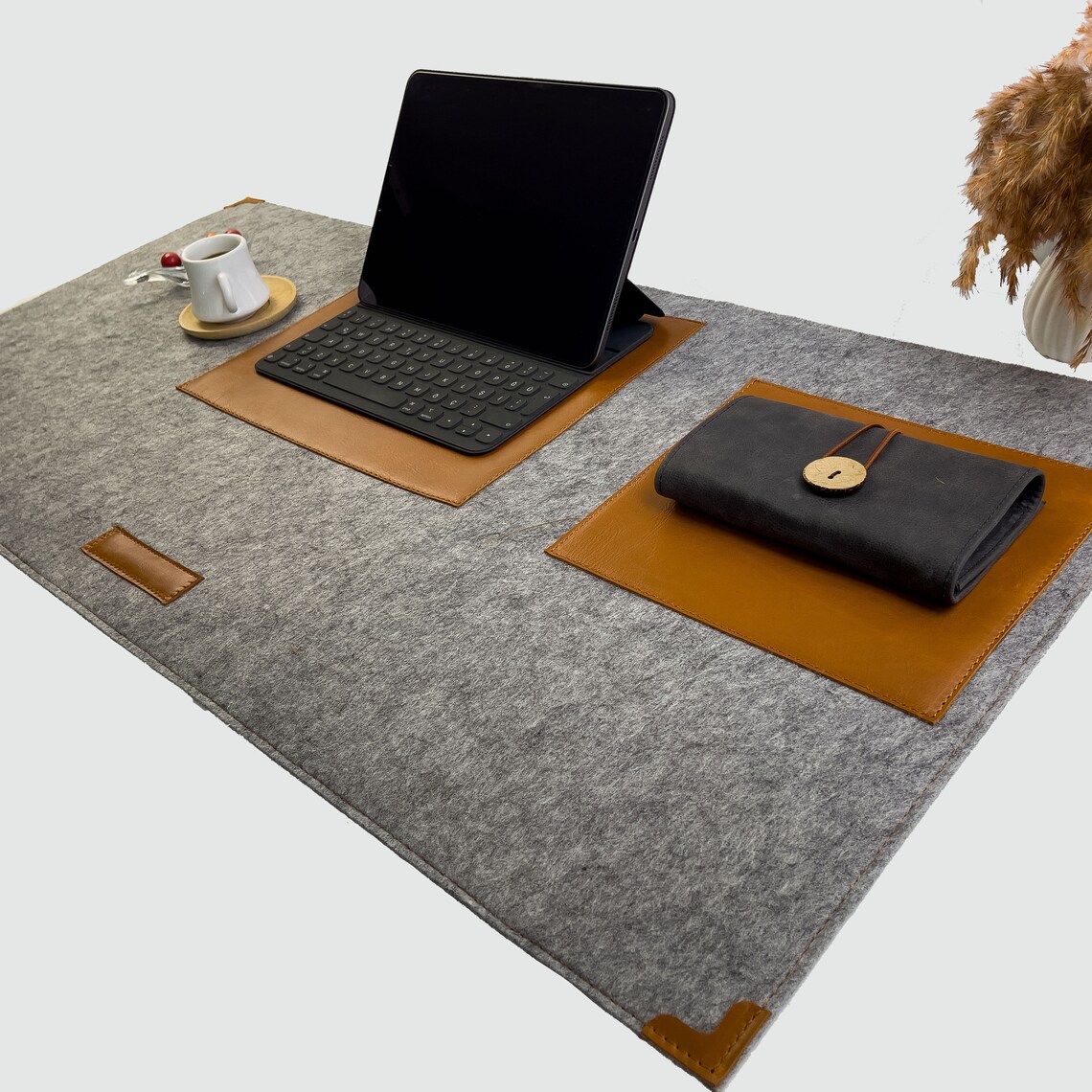 Genuine Felt&leather Grey Desk Mat Best Office Keyboard Mat - Etsy