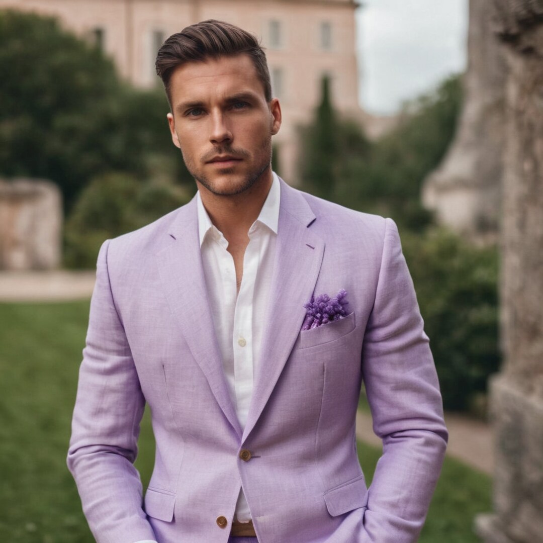 Light Purple Linen 2 Piece Suit. Wedding Suit for Men - Etsy