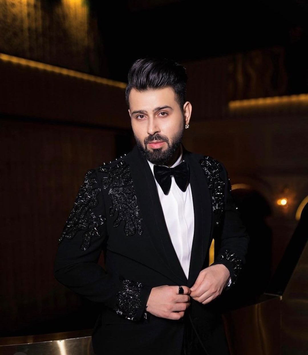 Black Embroidered Tuxedo Jacket - Etsy
