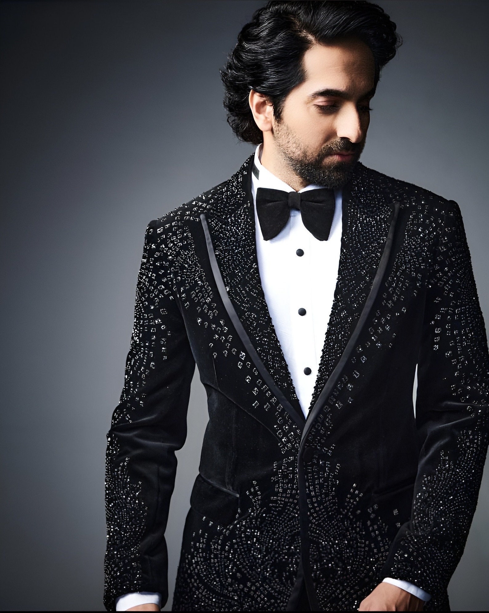 Black Sequin Embroidered Tuxedo for Wedding - Etsy