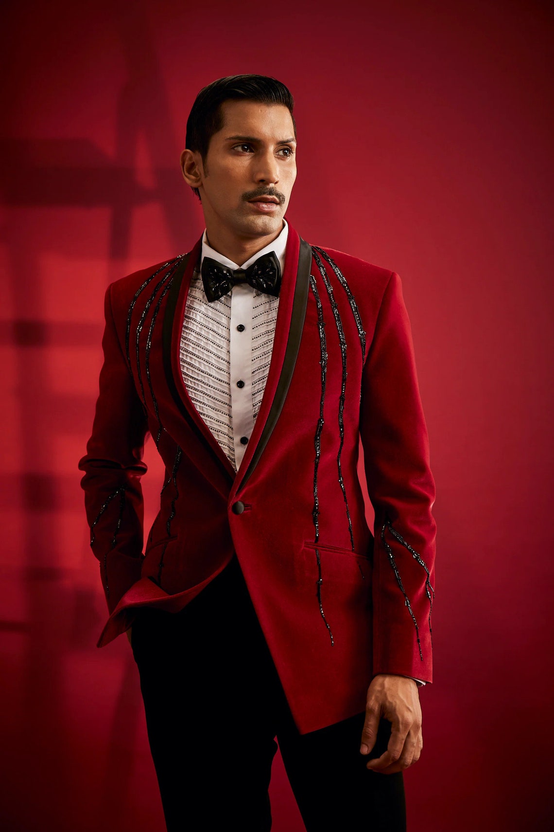 Red Crystal Embroidered Tuxedo Jacket for Prom, Sequin Prom Jackets - Etsy