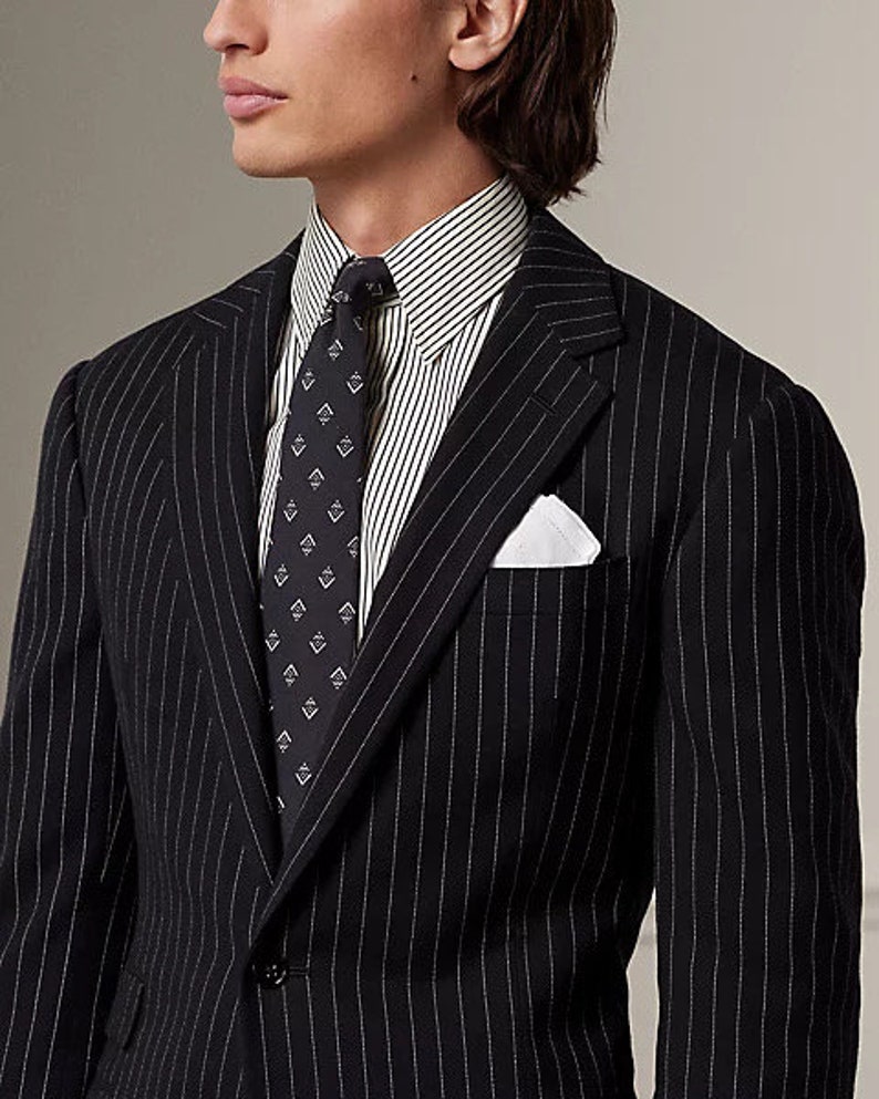 Classic Black Pinstripe Double Breasted Suit. - Etsy