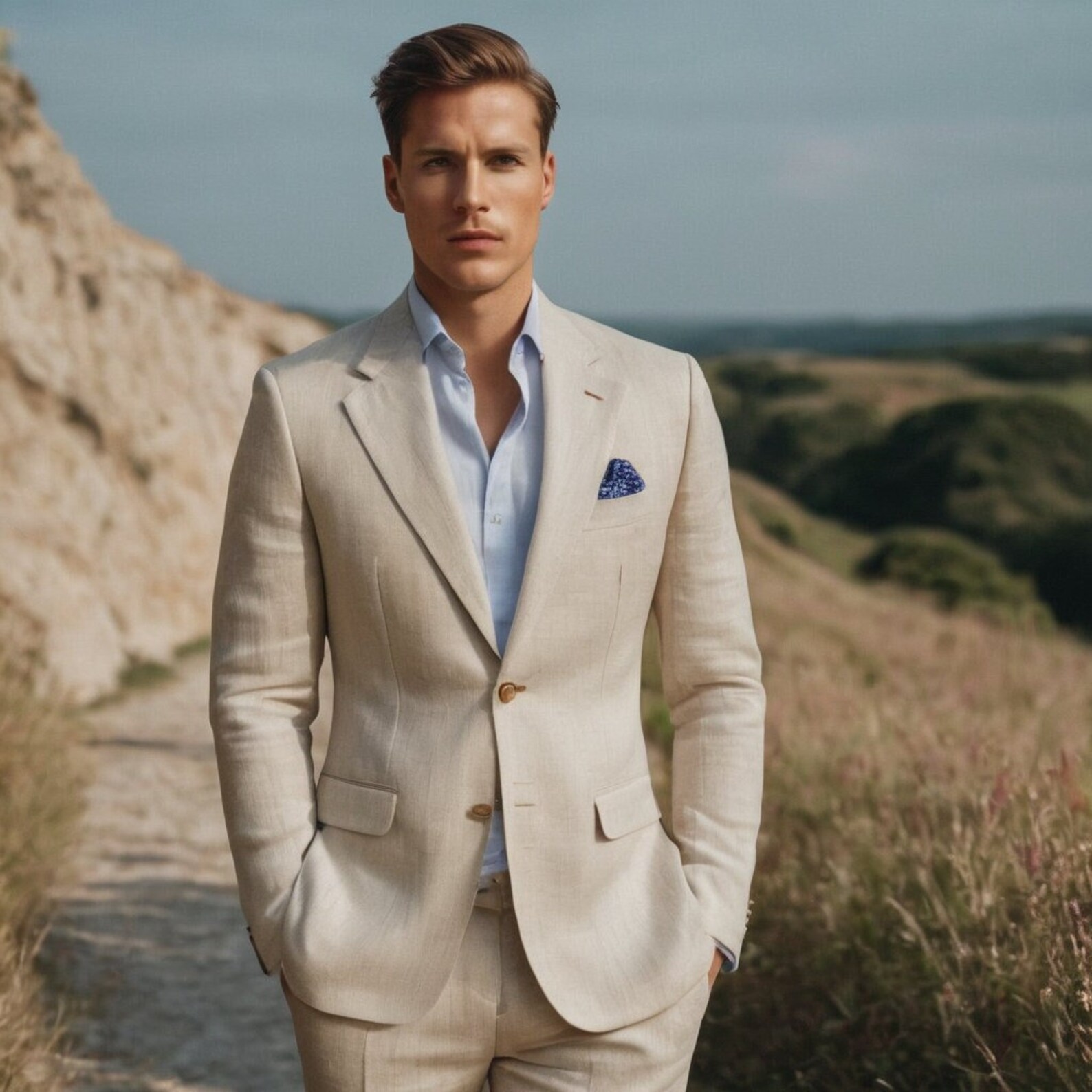 Beige Linen 2 Piece Suit. Wedding Suit for Men - Etsy Canada