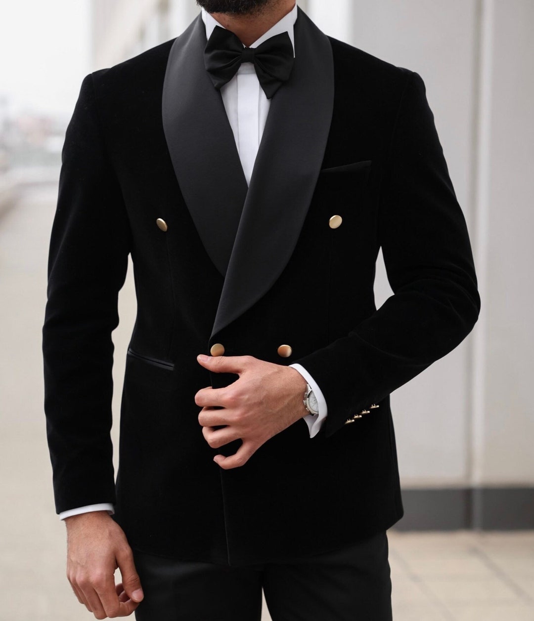 Black Custom Dinner Jacket for Men, Velvet Jacket for Gala Night, Black ...