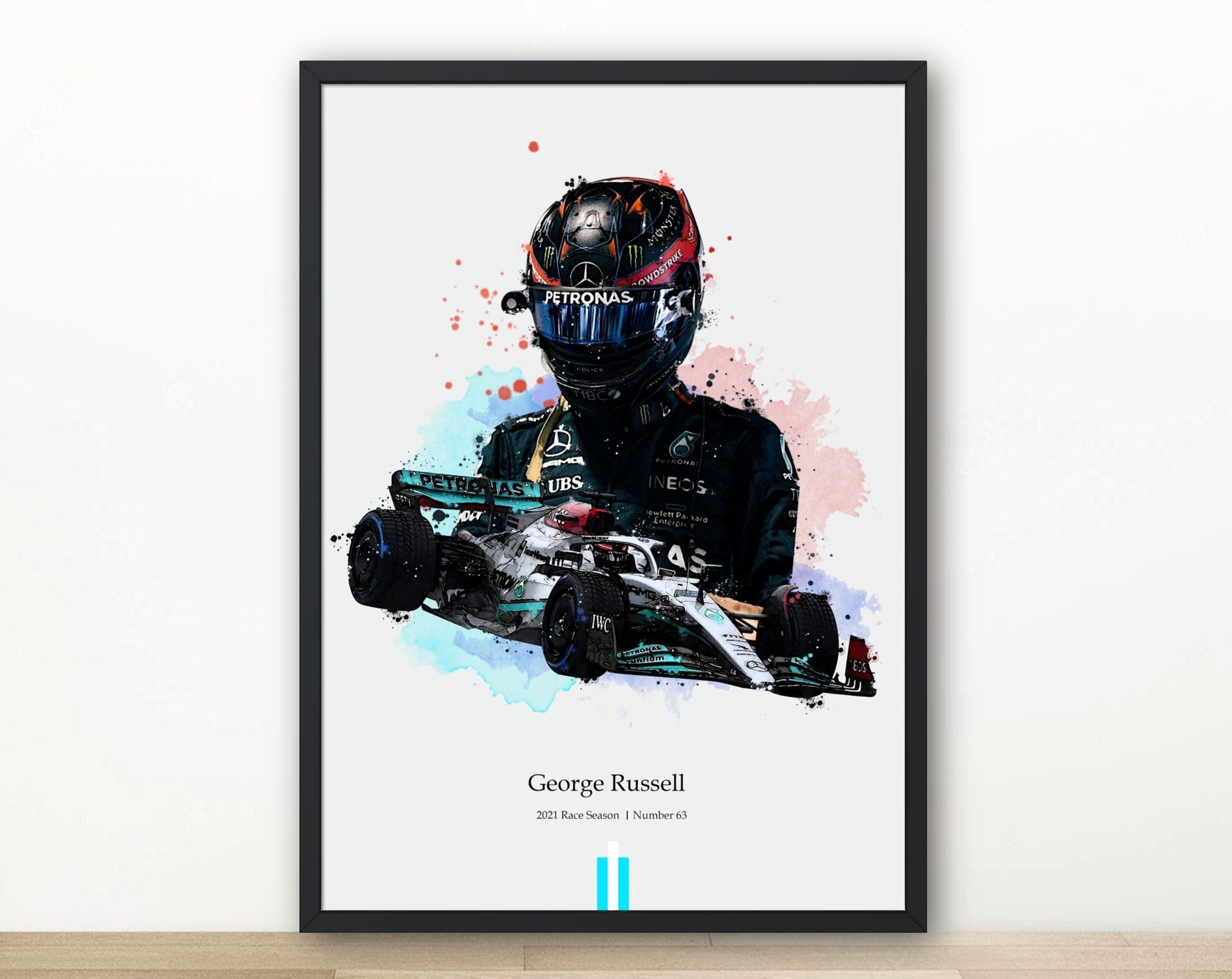 George Russell F1 Driver Poster, Formula 1 Mercedes Racing Car 2022 ...