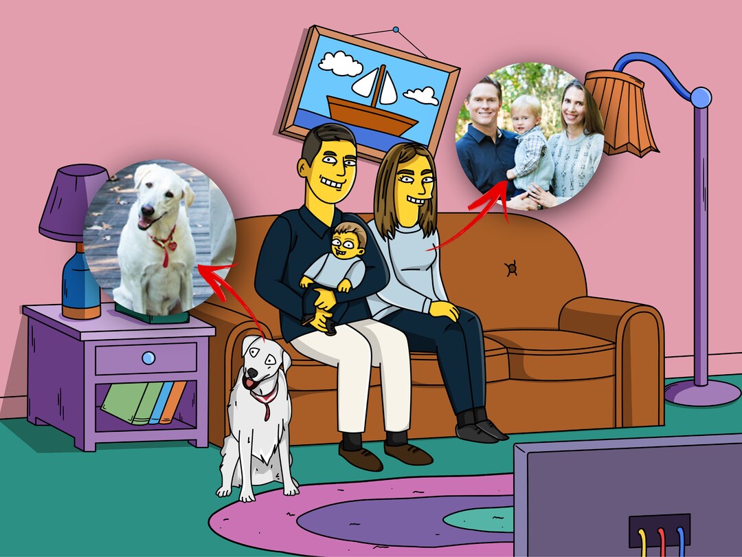 Personalised Simpsons Family Portrait, Custom Simpsons Portrait, Family ...