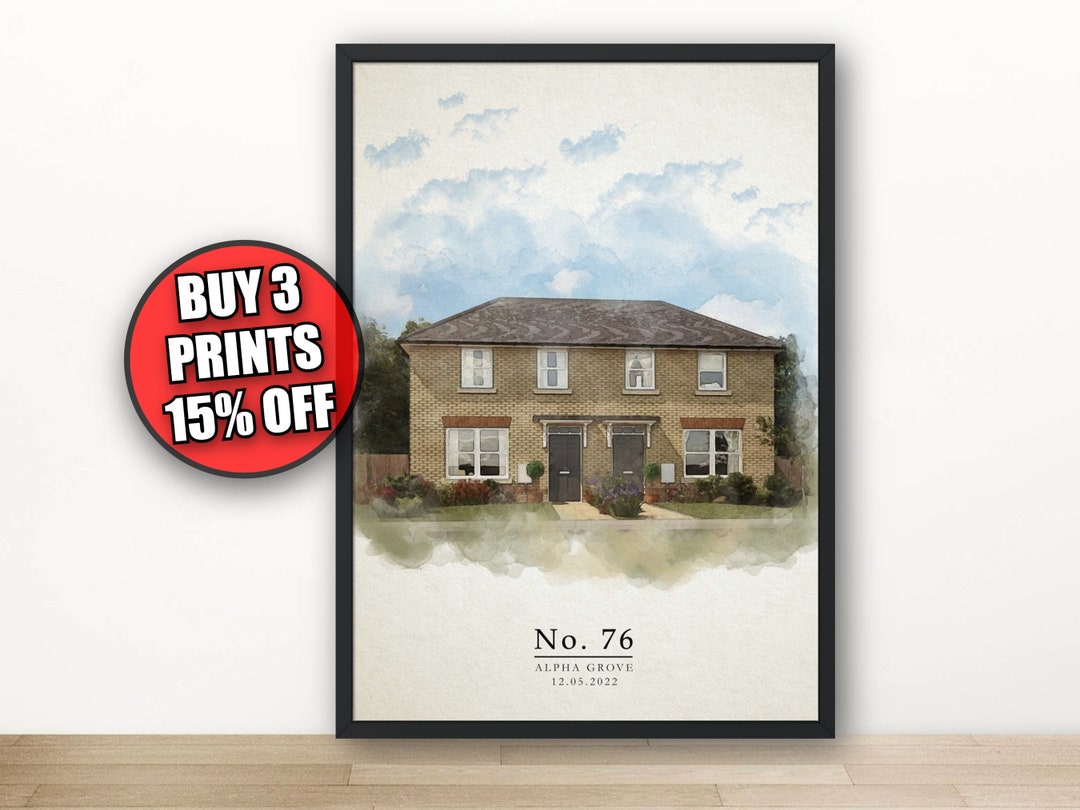 Custom House Sketch Drawing, Watercolour House Portrait Print, Sketch ...