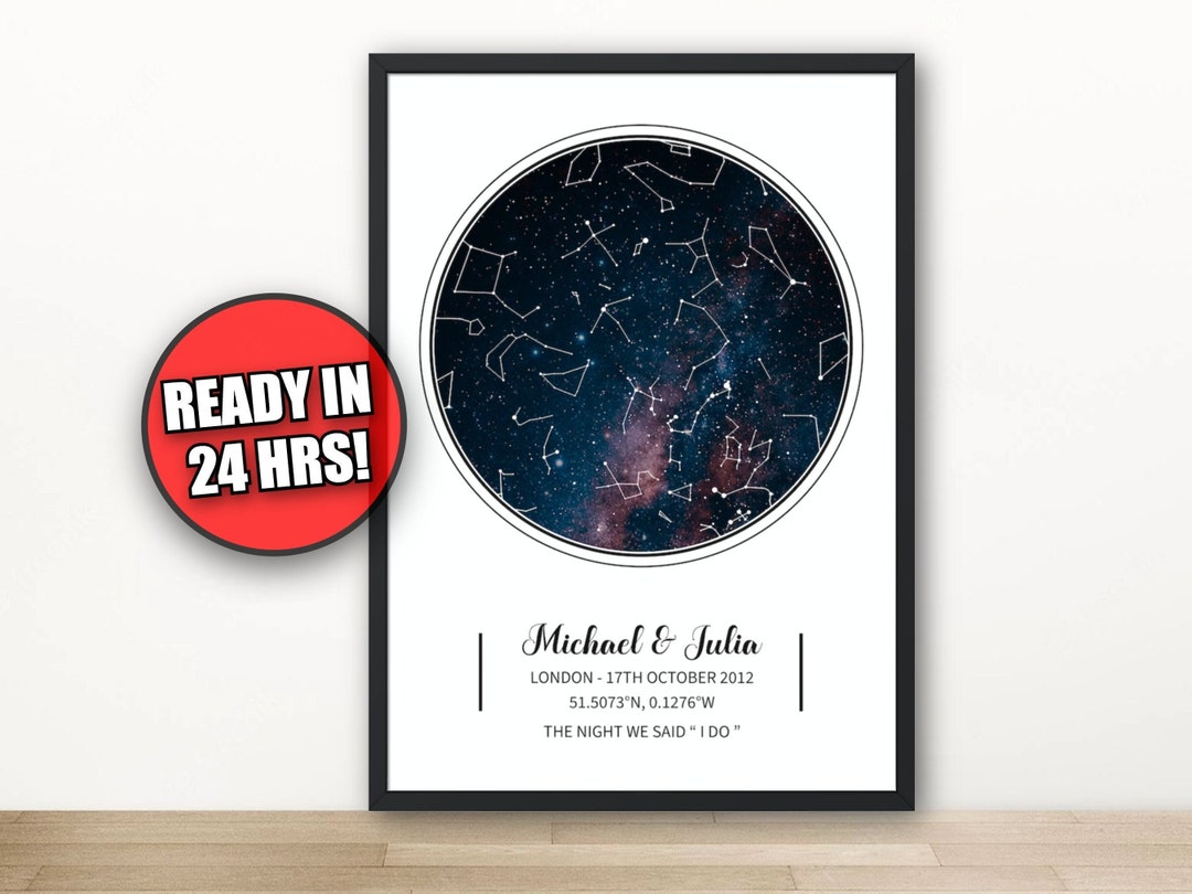 Custom Star Map Print, Night Sky Print, Personalised Star Map ...