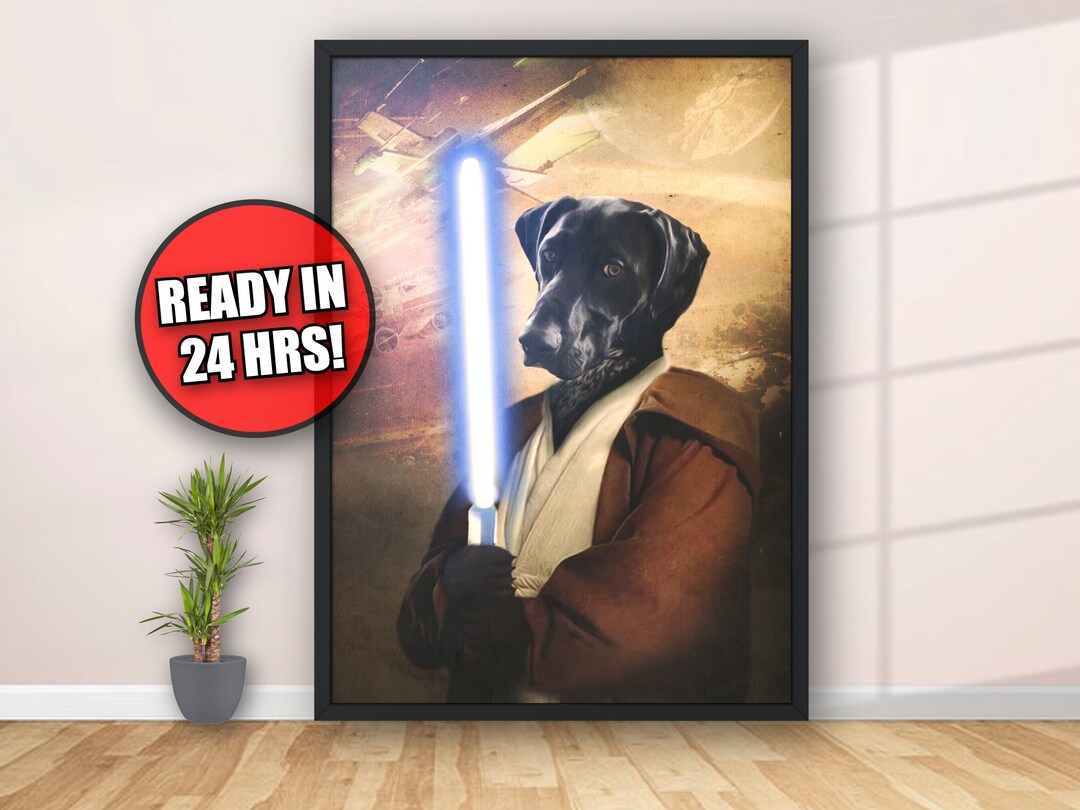 Obi Wan Kenobi Pet Poster, Custom Dog Portrait, Dog Art, Funny Dog ...