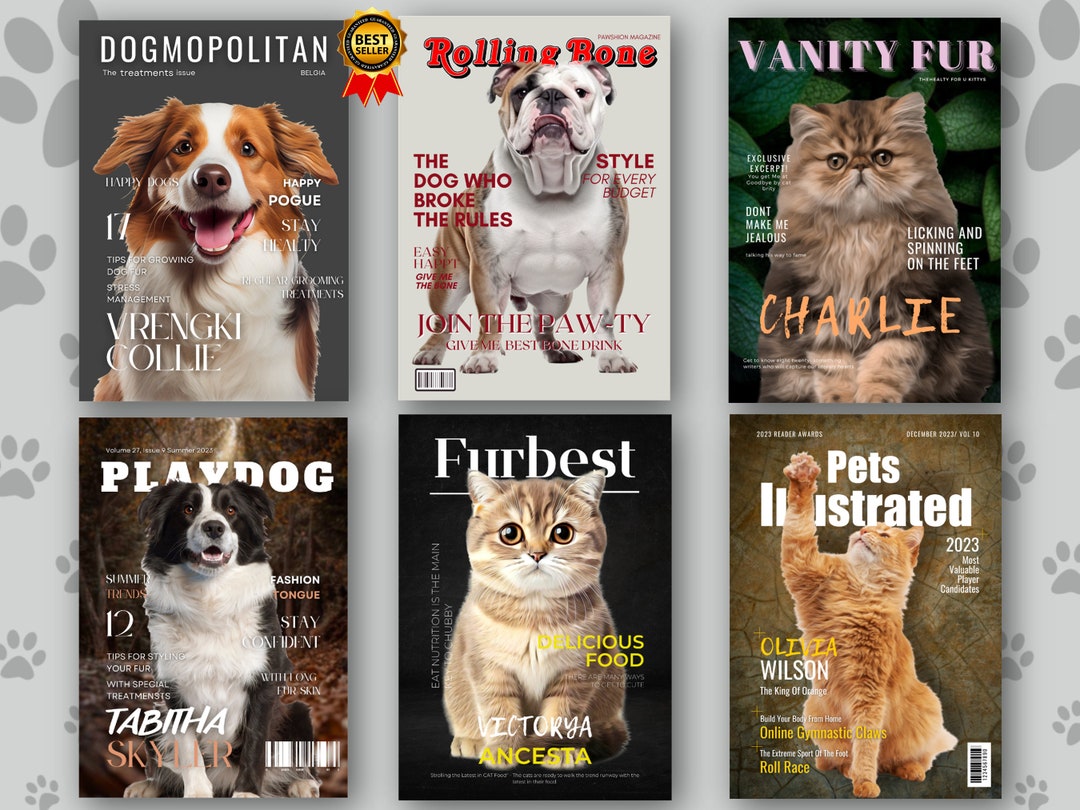 Personalised Pet Magazine Cover, Custom Pet Portrait, Personalised Dog ...
