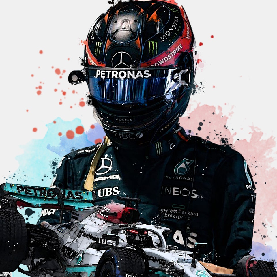 George Russell F1 Driver Poster, Formula 1 Mercedes Racing Car 2022 ...