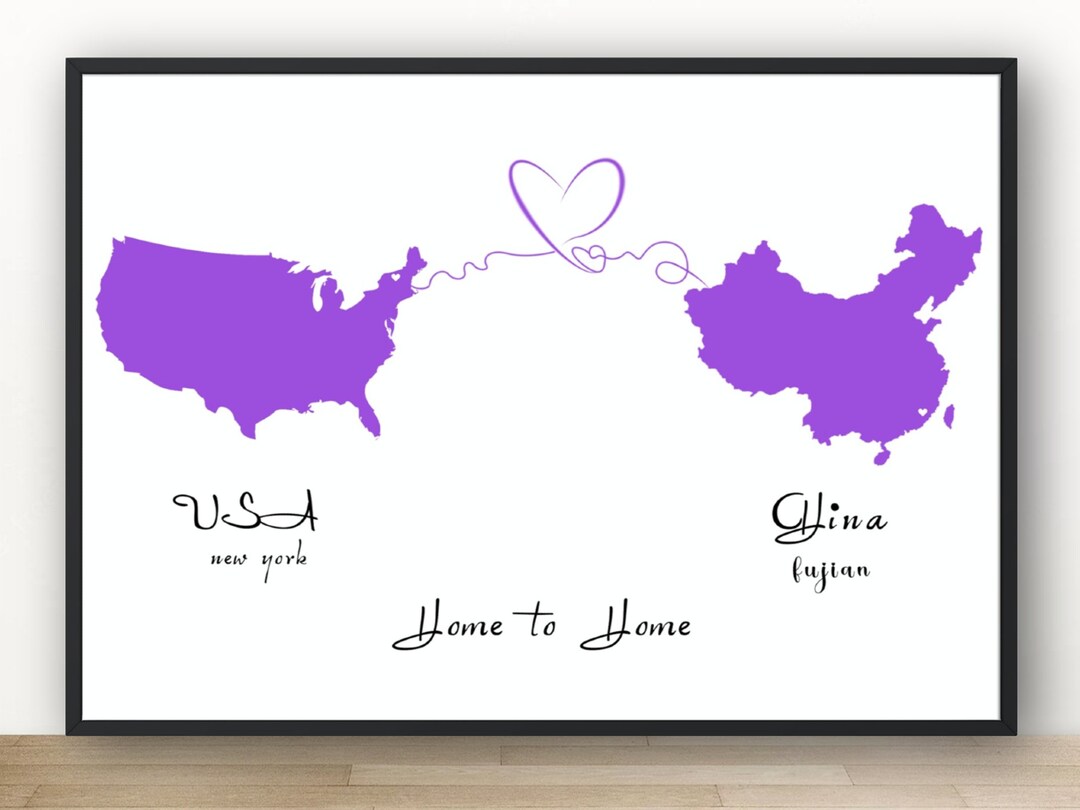 Custom Map Heart Poster, Personalised Map Print, Two Map Heart Prints ...