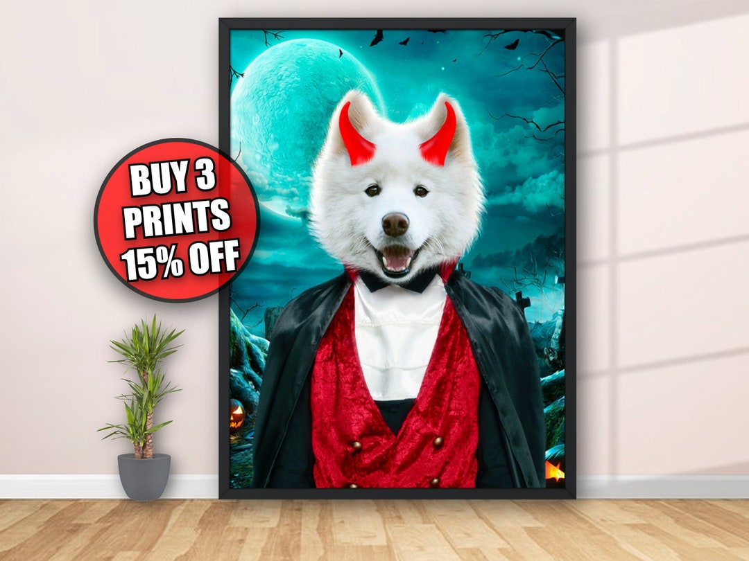 Custom Scary Portrait - Halloween Portrait - Dracula Dog Portrait ...