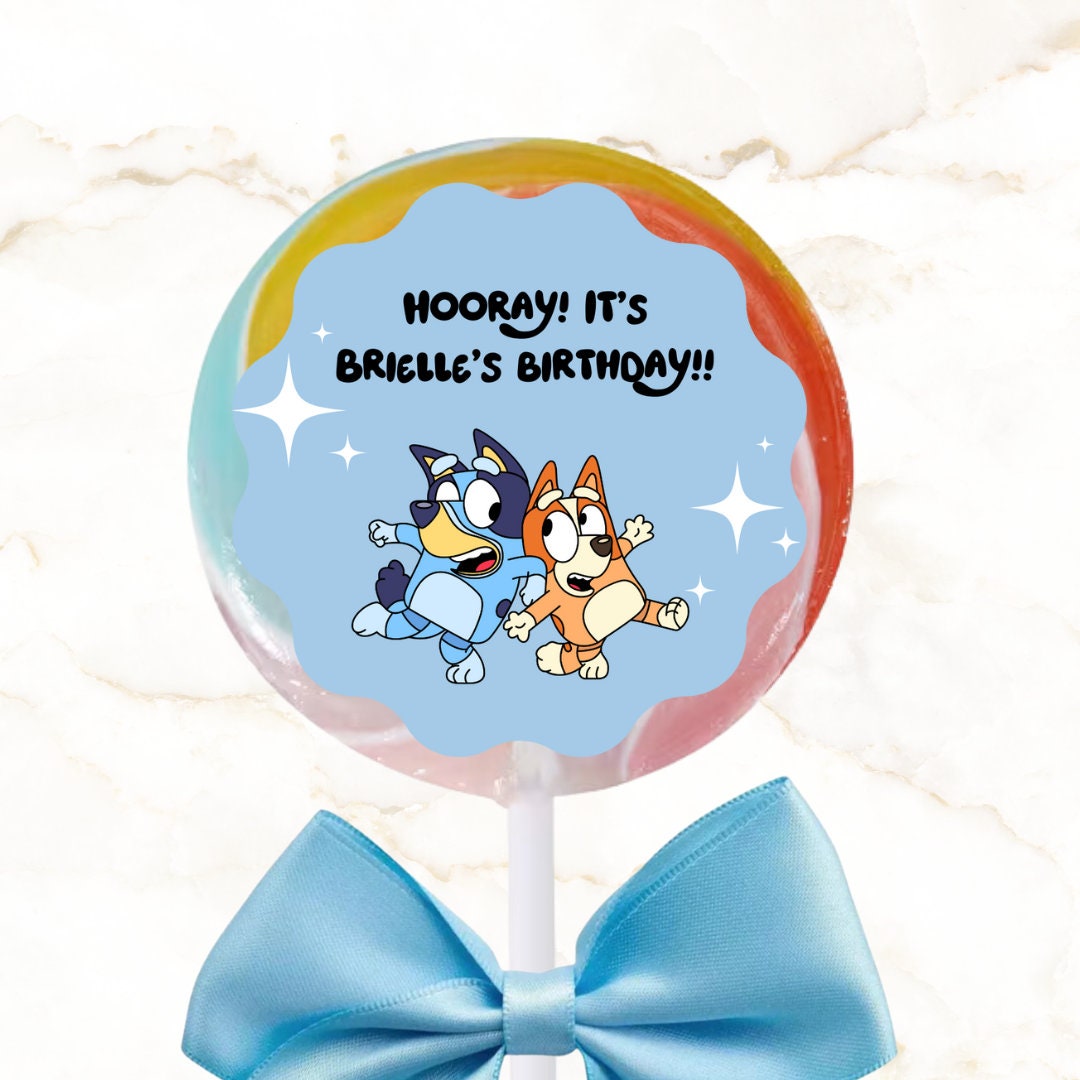 Lollipop Personalised Party Favour Blue Dog Inspired - Etsy