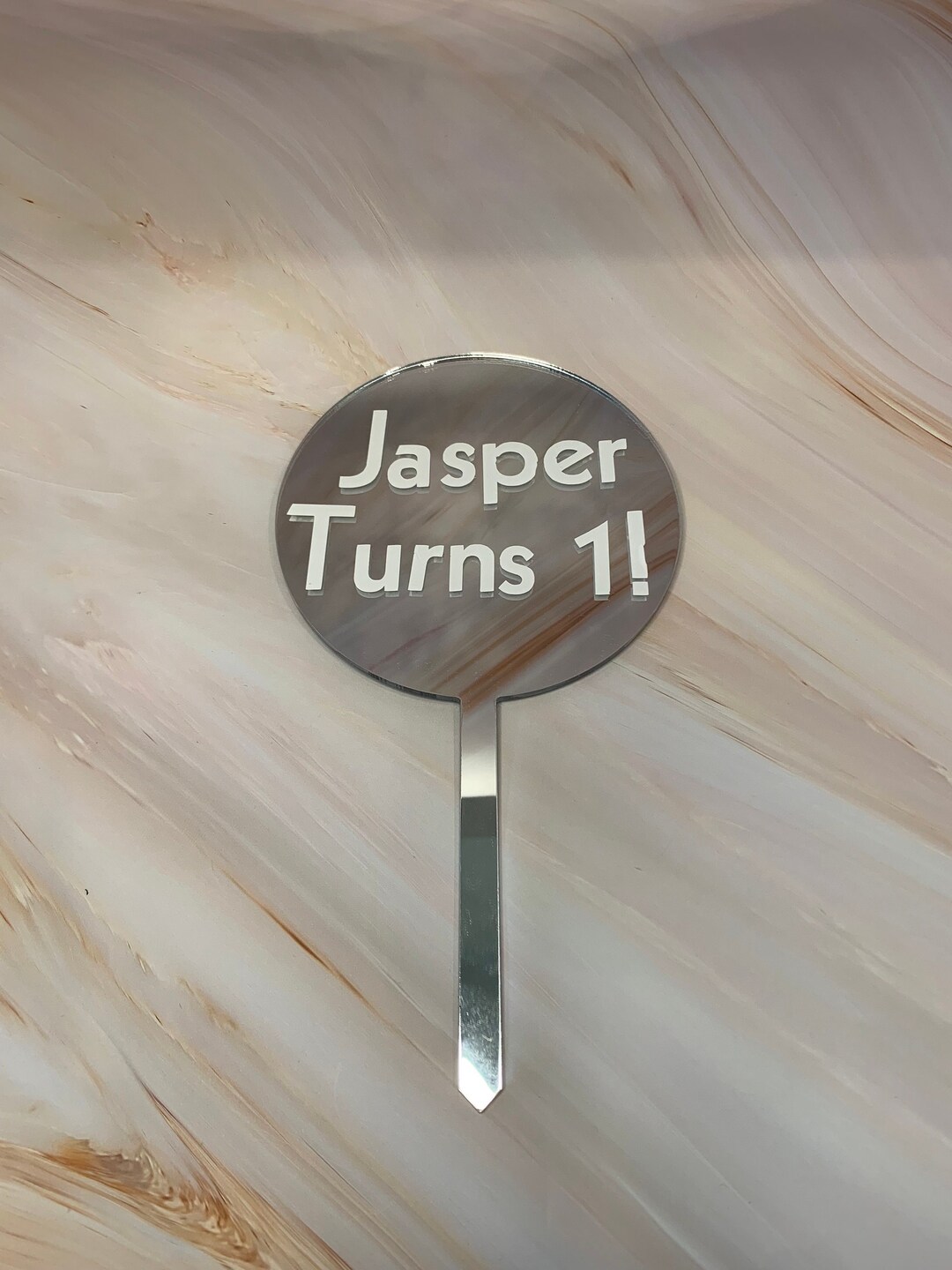 Silver Mirror Cake Topper - Etsy