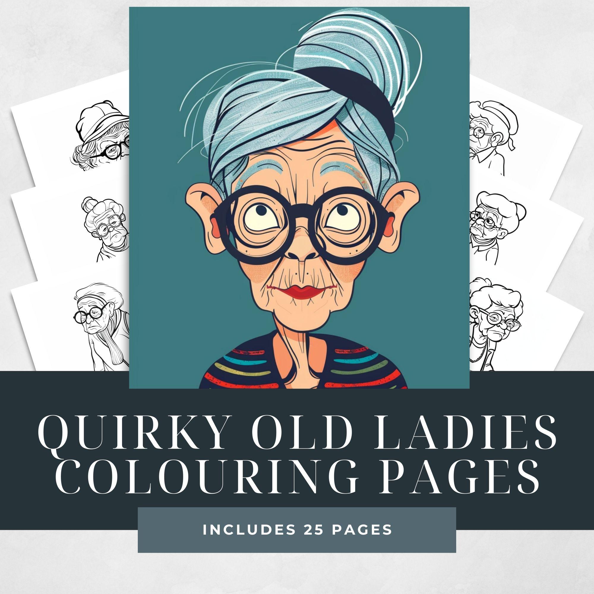 Quirky Old Ladies Colouring Pages, Whimsical Vintage Ladies Coloring ...