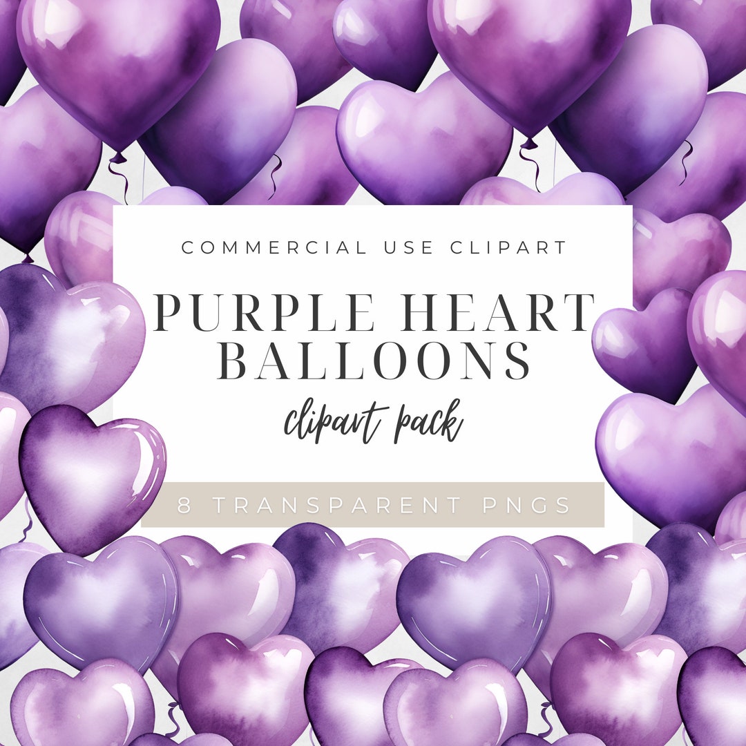 Purple Heart Balloon Clipart, Party Decorations, Birthday Clipart ...