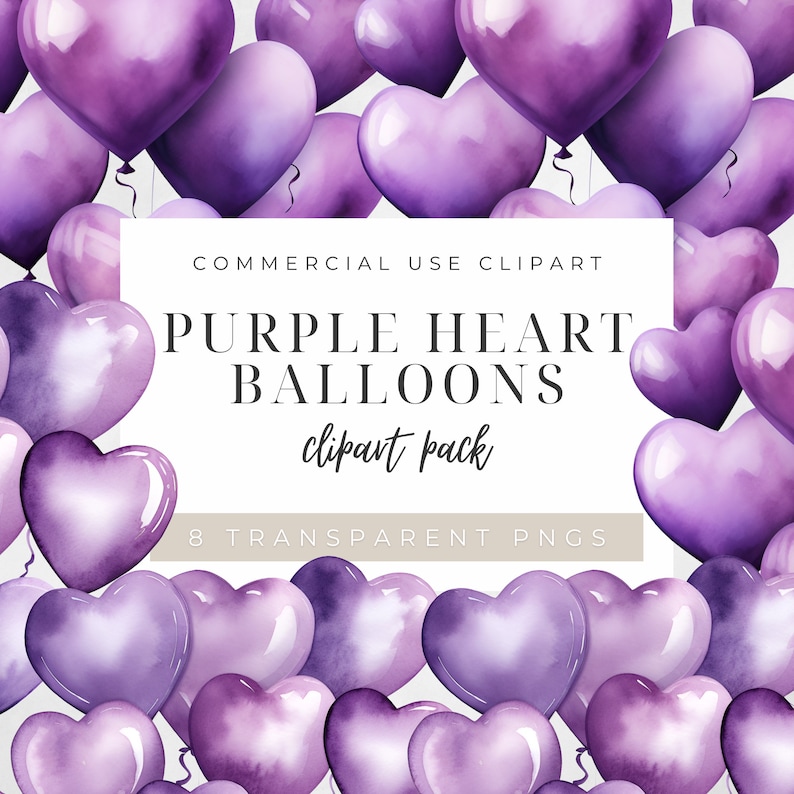 Purple Heart Balloon Clipart, Party Decorations, Birthday Clipart ...