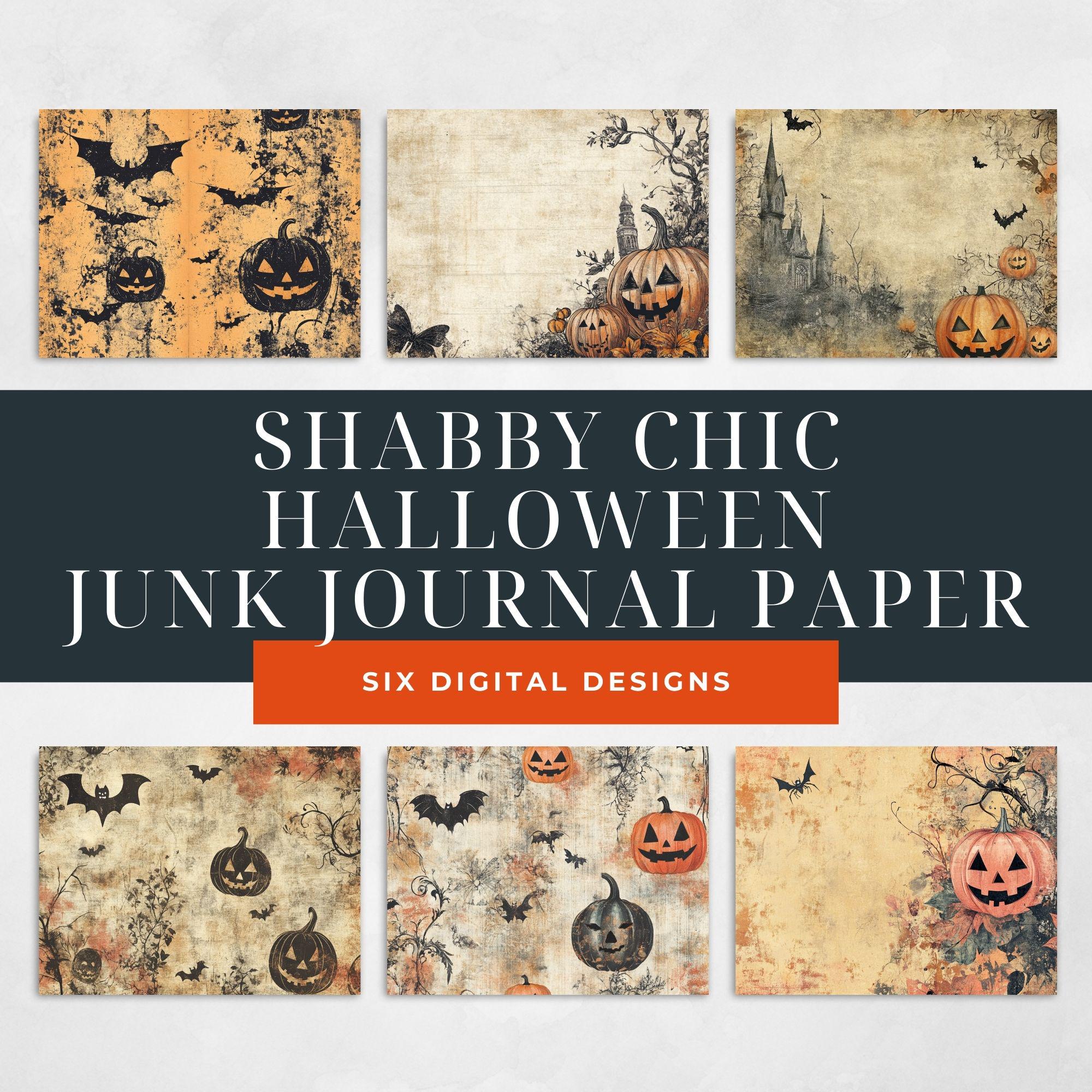 Vintage Shabby Chic Halloween Papers, Halloween Printable Journal Pages ...