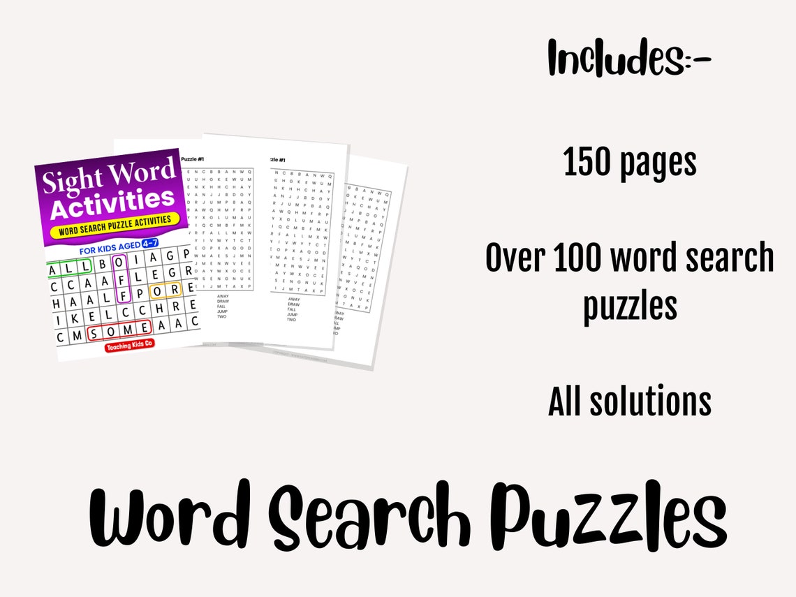 Sight Words Word Search Puzzles Word Search Printables Sight - Etsy