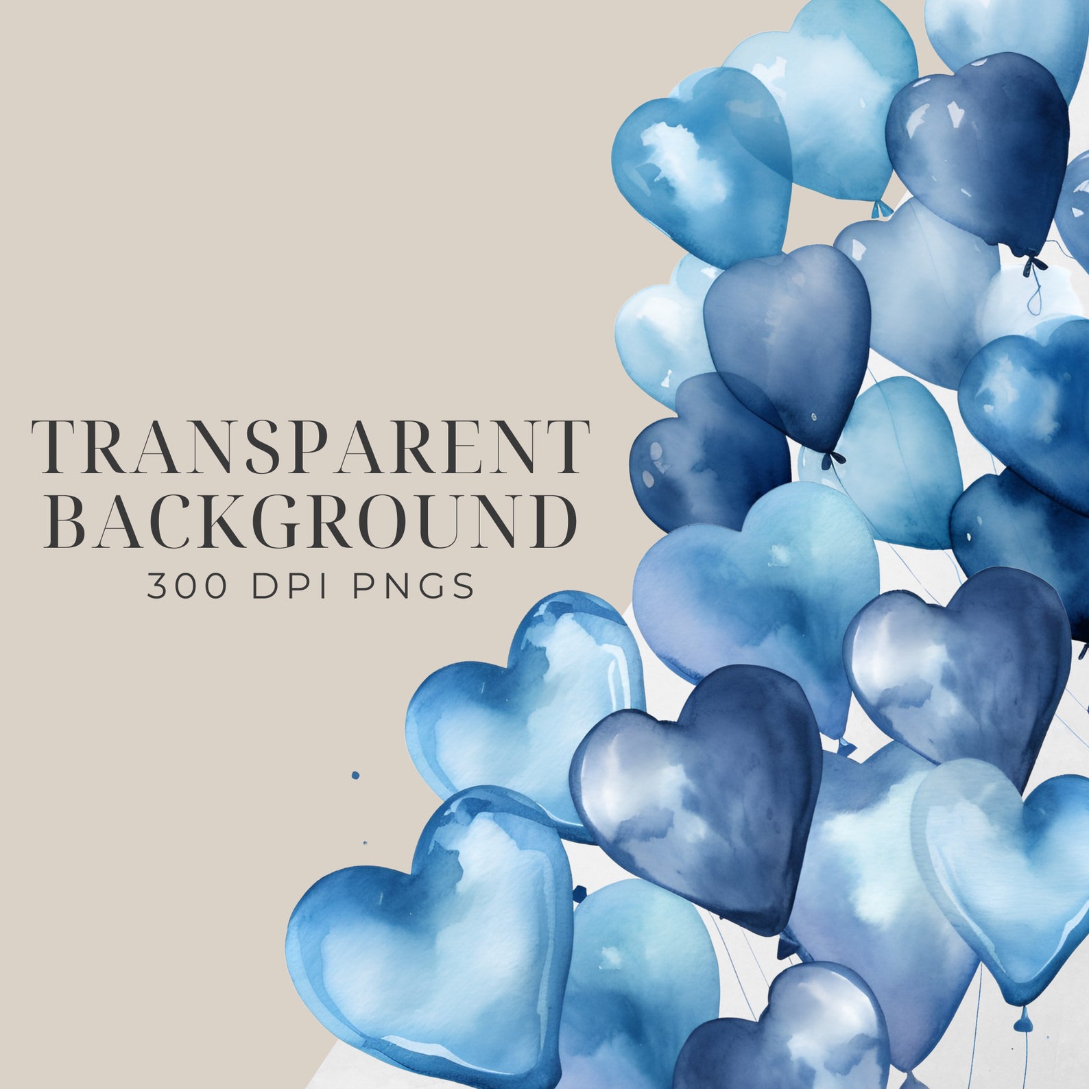 Blue Heart Balloons Clipart, Party Decorations, Birthday Clipart ...