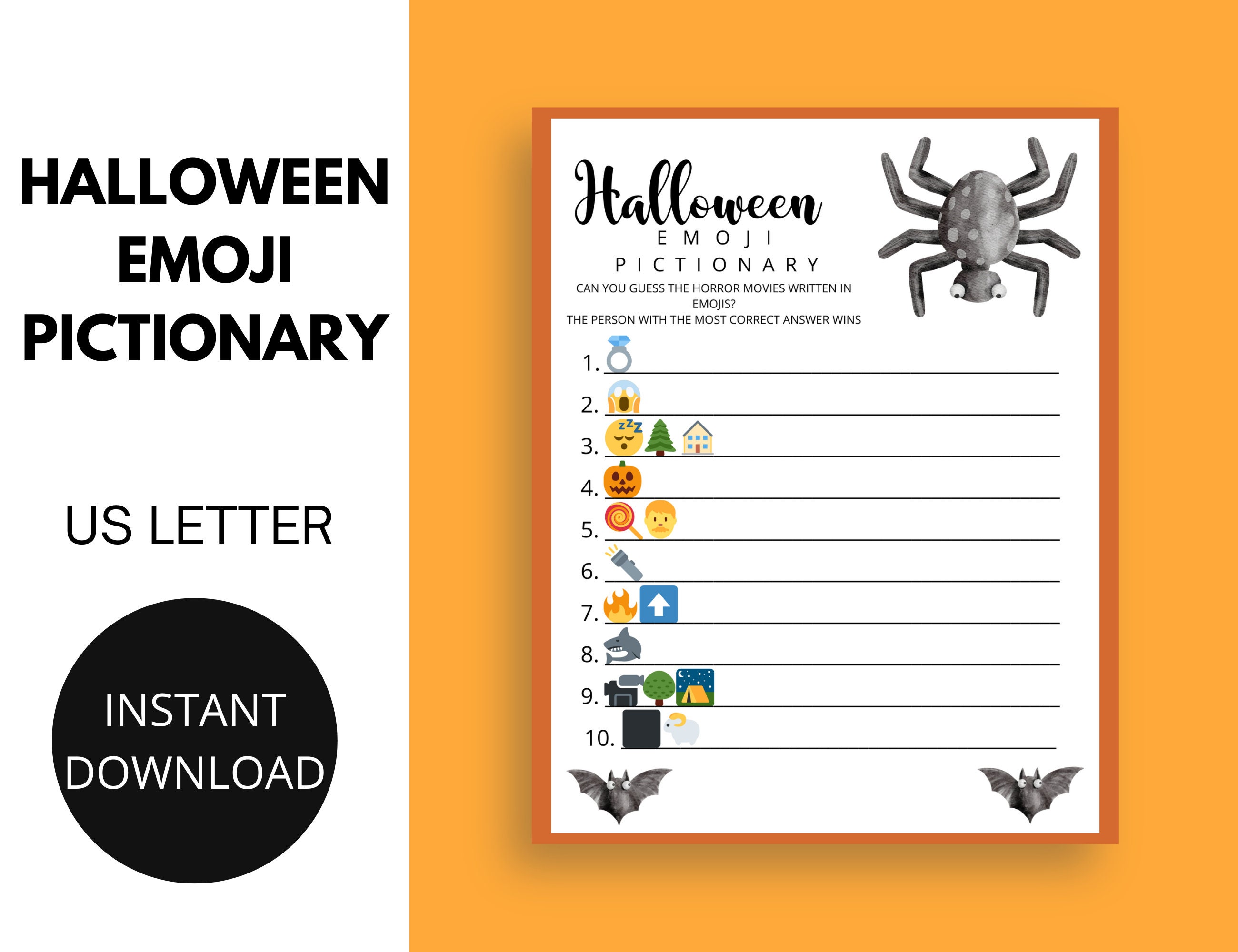 Halloween Emoji Pictionary, Halloween Kids Activity, Halloween Party ...