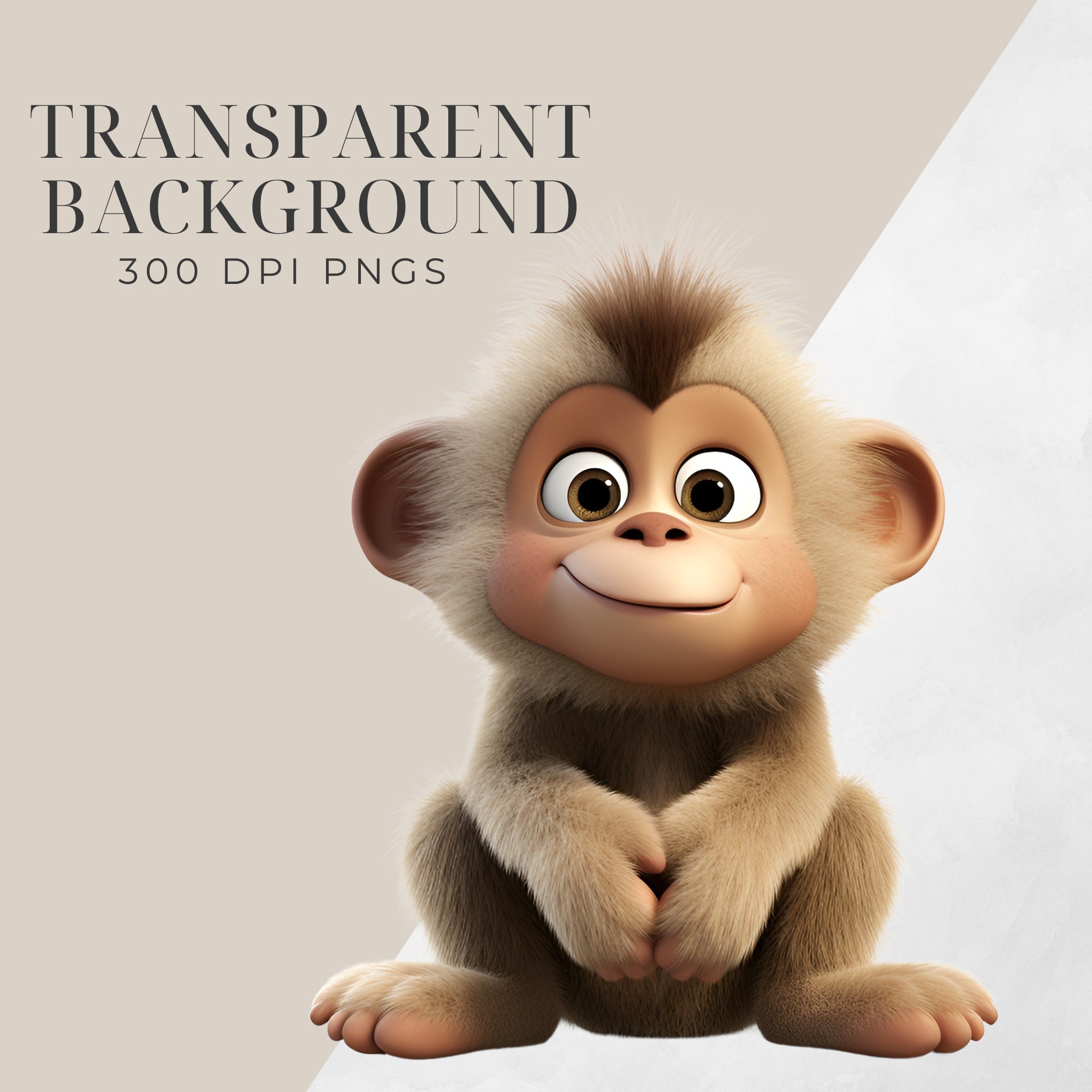 Cute Monkey Clipart, Watercolour Clipart, Digital Download, Paper Craft ...