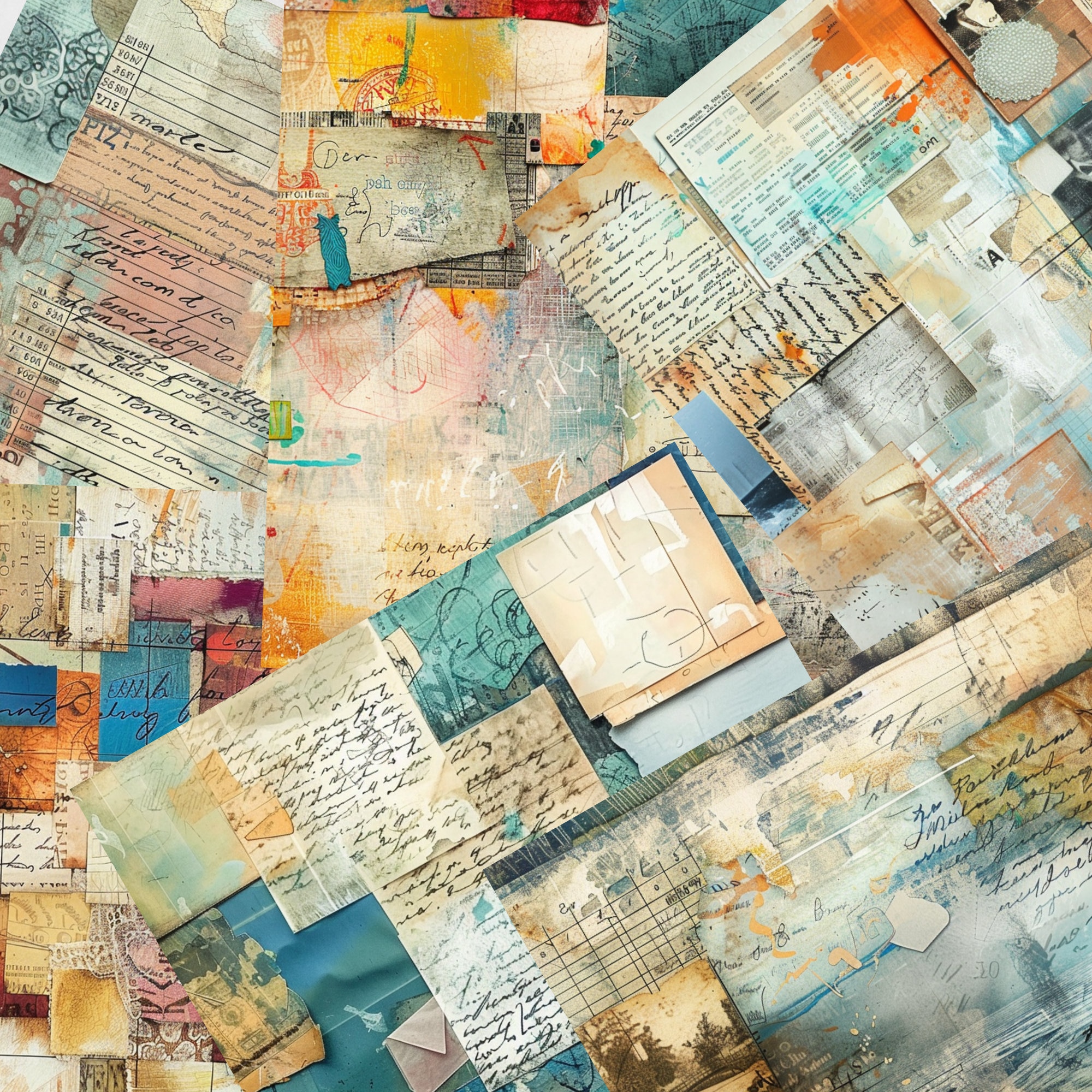 Handwritten Notes Junk Journal Digital Paper, Handwritten 6 Digital ...