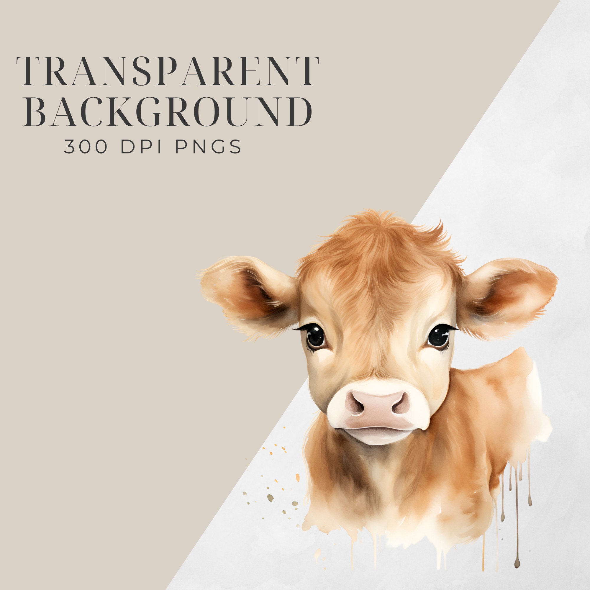 Cow Clipart Commercial License, Transparent Pngs, Cute Watercolor Farm ...