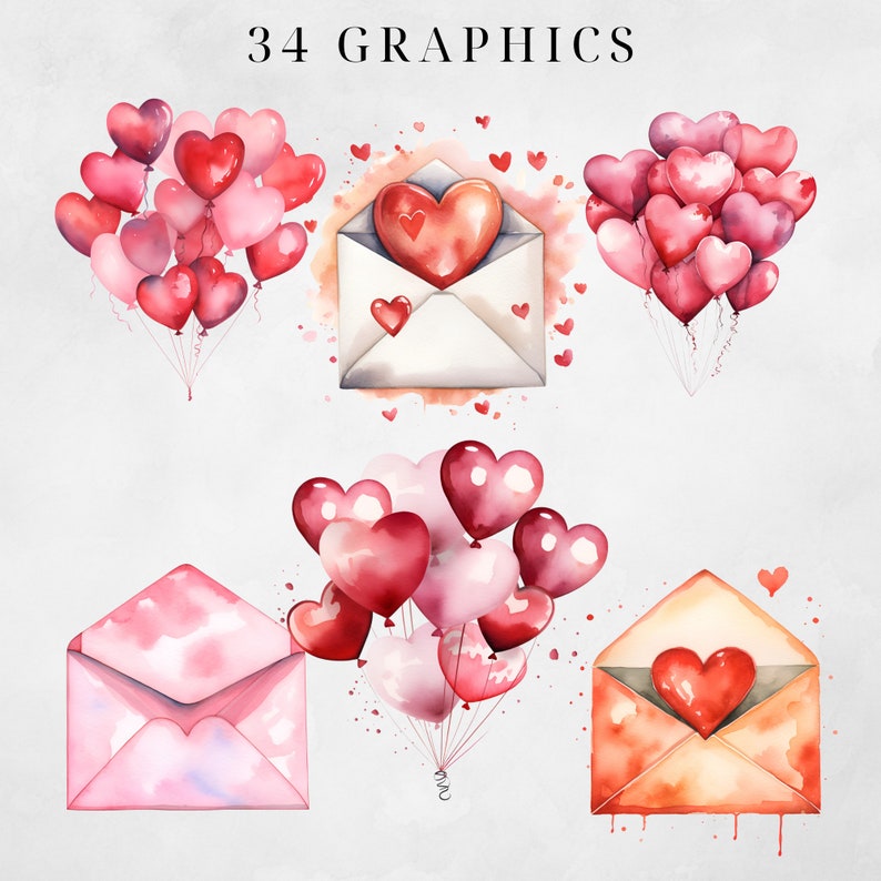 Valentines Day Clipart, Love Letters Clipart, Valentine's Mail, Romance ...