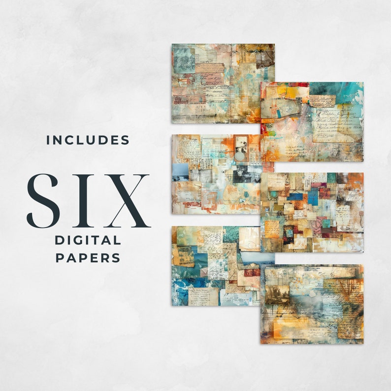 Handwritten Notes Junk Journal Digital Paper, Handwritten 6 Digital ...