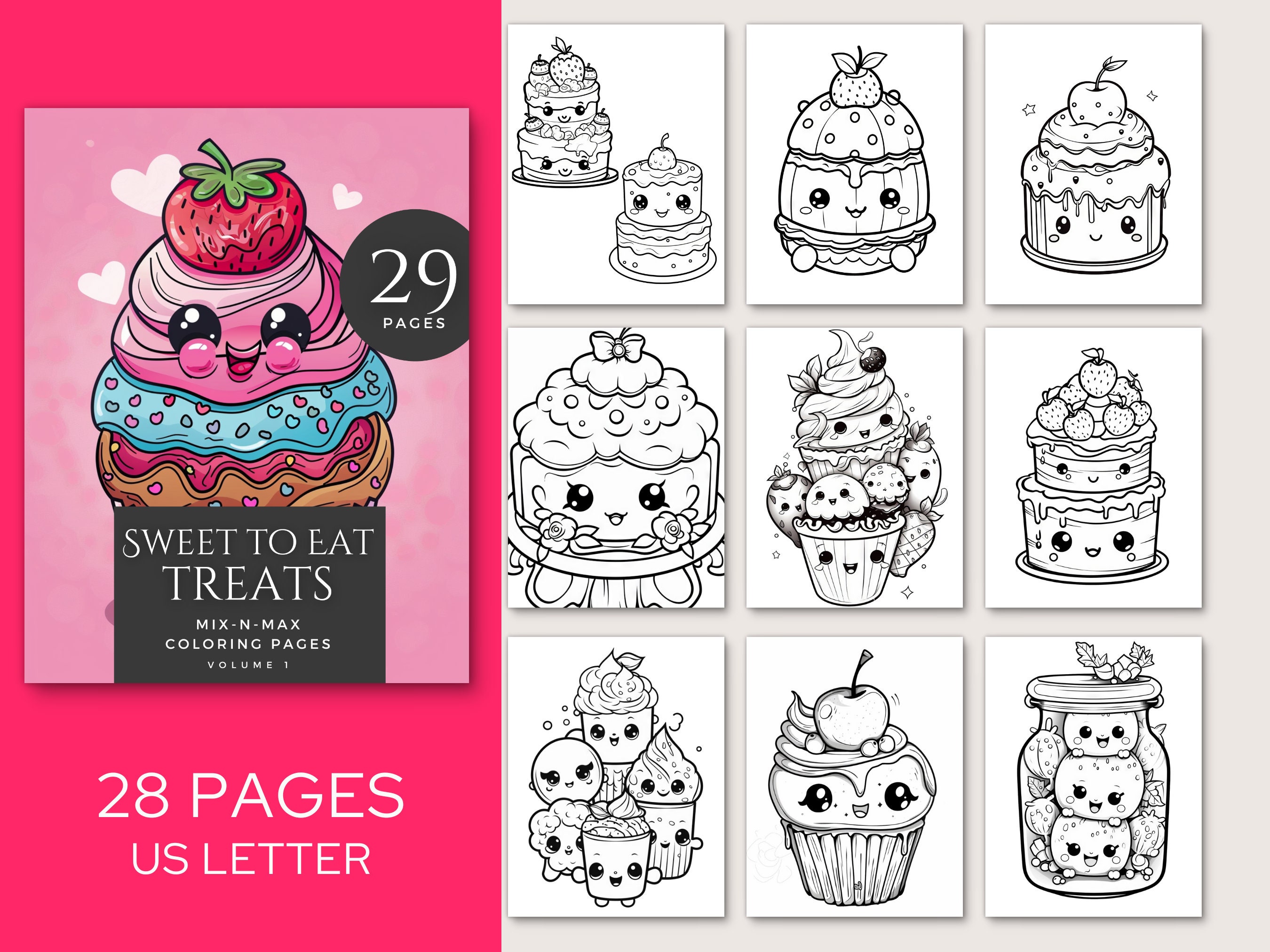Cupcake Coloring Pages, Sweet Treats Printables, Cupcake Printables ...